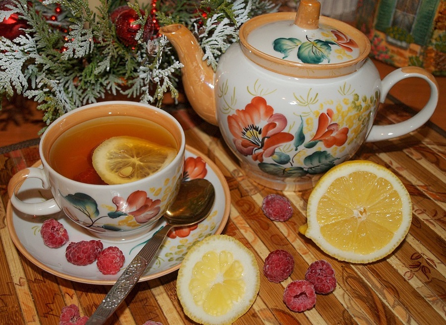 Jigsaw puzzle «Tea with lemon and raspberries» - solve jigsaw puzzles ...