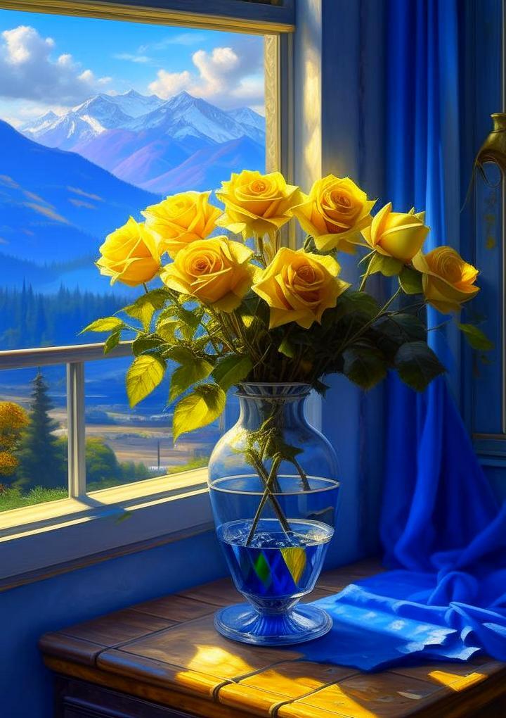 Jigsaw puzzle «Bouquet of roses on the window» - solve jigsaw puzzles ...