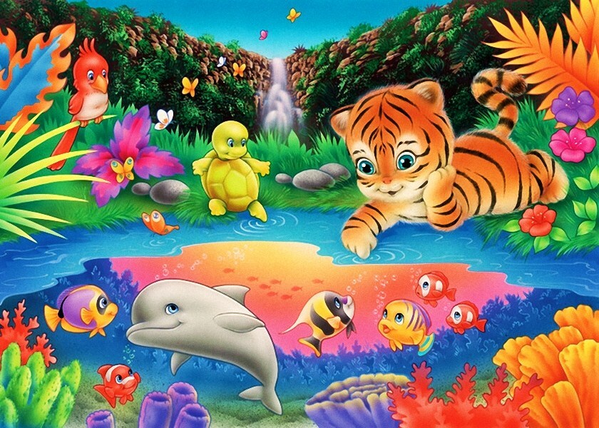 Jigsaw puzzle «Curious tiger cub» - solve jigsaw puzzles online | PuzzleIt