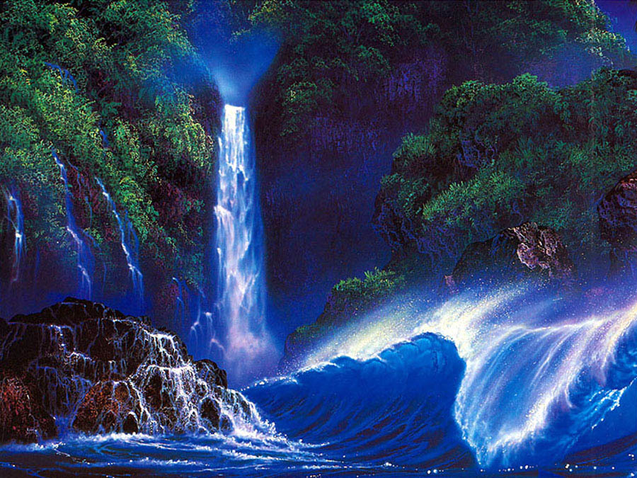 Jigsaw puzzle «Blue waterfall» - solve jigsaw puzzles online | PuzzleIt